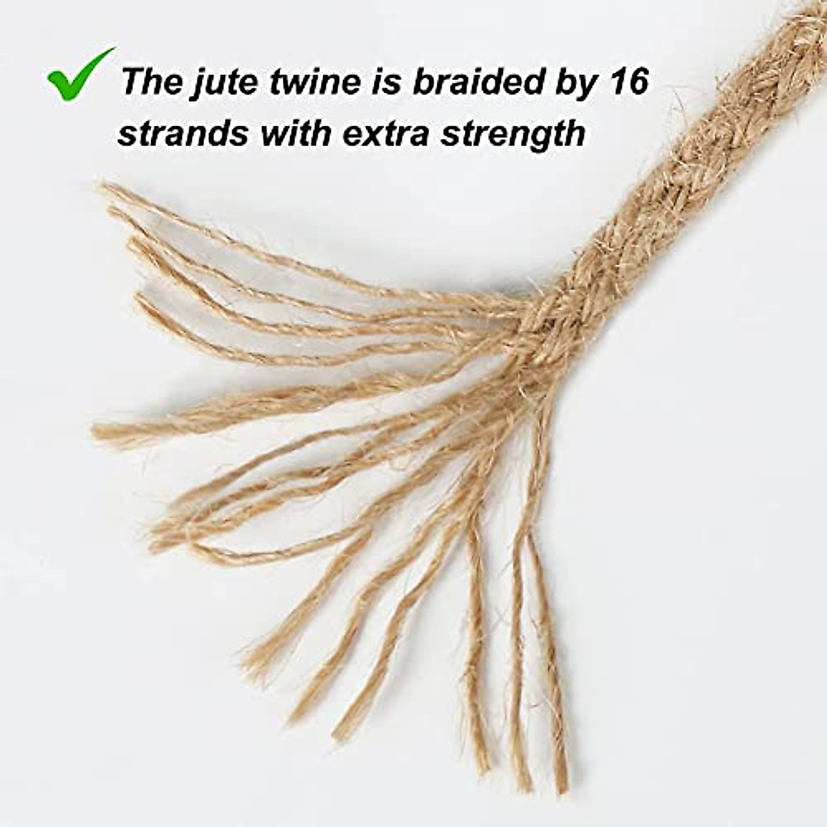 Tenn Well 5mm Jute Twine, 100 Feet Braided Natural Jute Rope, Thick Twine Rope for Crafts, Gift Wrapping, Gardening, Cat Tower Repairing, Macrame Jute Cord