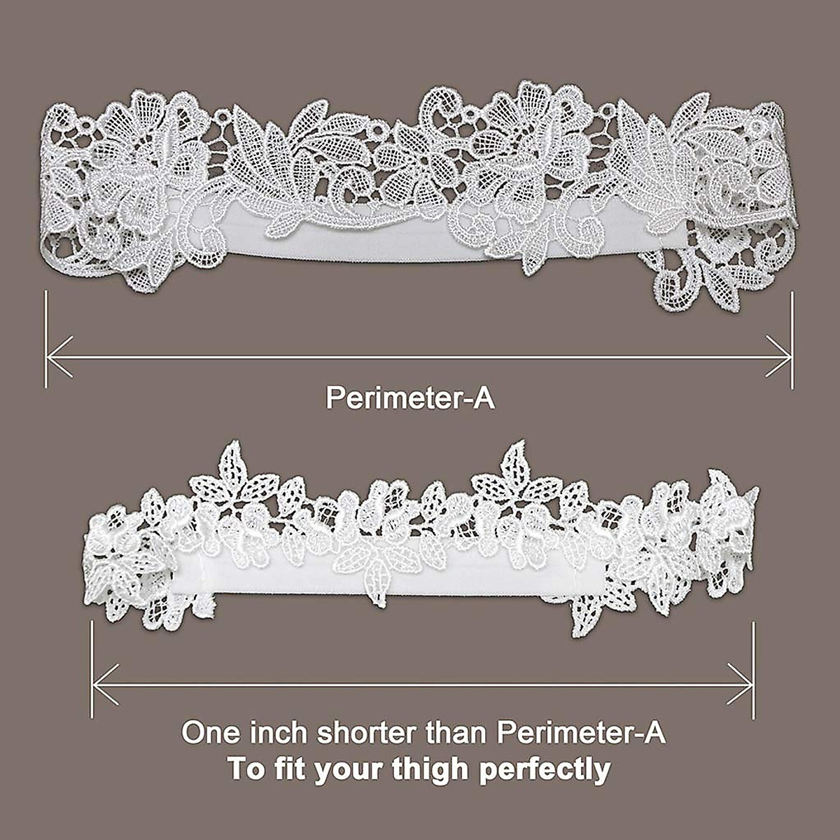 Wedding Garters for Bride Garter Set for Bride Wedding Garter Belts Lace Bridal Garter 2 Piece Plus Size (White, S)