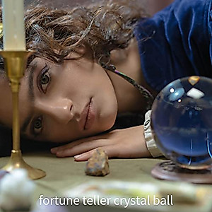 Modaier Crystal Ball 80mm Crystal Ball with Wooden Stand and Gift Box for Magic,lensball Photography,Family Decorative,Fortune Teller,Feng Shui,Witchcraft,Witchy Gifts,Witch Decor,and Halloween Decor