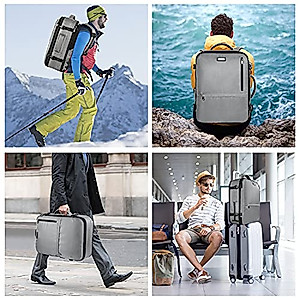 Carry on Travel Backpack, 40L-50L Airplane Flight Approved Backpack for Women Men, Extra Large Expandable Water Resistant Luggage Backpack Daypack Perfect Fit for 17 17.3 18 18.4 Inch Laptop, Grey