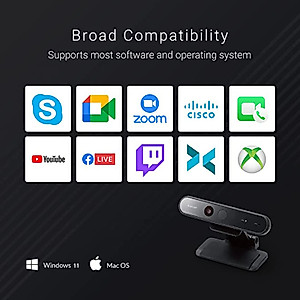 ELECOM Facial Recognition Webcam, Windows Hello Full HD 1080P 30FPS, Streaming, Compatible with Windows 11, Windows 10, Easy Login for Desktop & Laptop (UCAM-CF20FBBK)