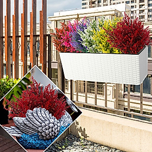 NOV FIRE Artificial Outdoor Lavender Flowers,10 Bundles Artificial Flowers Outdoor,UV Resistant Fake Flowers,Outdoor Plastic Faux Flowers Shrubs for Indoor Outside Decorations(Red)