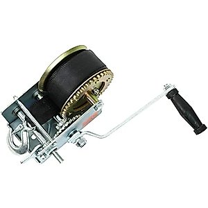 2500lbs Hand Winch + 24FT Strap, Heavy Duty Hand Crank Gear Winch Portable Manual Winch for Trailer, Boat or ATV