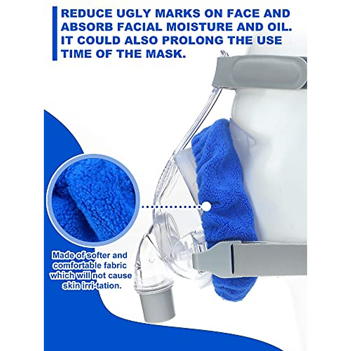 24 Pack Mask Liners Full Face Reusable Soft Mask Covers Reduce Air Leaks and Blisters Washable Cushion Covers Compatible with Most Full Face Masks (Blue)