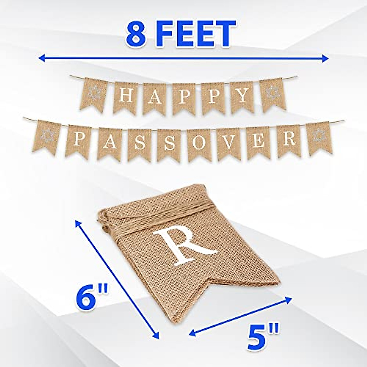 Mandala Crafts Happy Passover Banner Burlap Passover Decor – Passover Decorations Banner Garland - Happy Passover Sign Mantel Fireplace Jewish Holiday Decorations