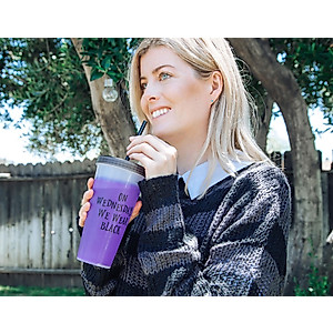 Wednesday "We Wear Black" Color-Changing Plastic Travel Tumbler | Includes Reusable Straw, Leak-Resistant Lid | Holds 24 Ounces