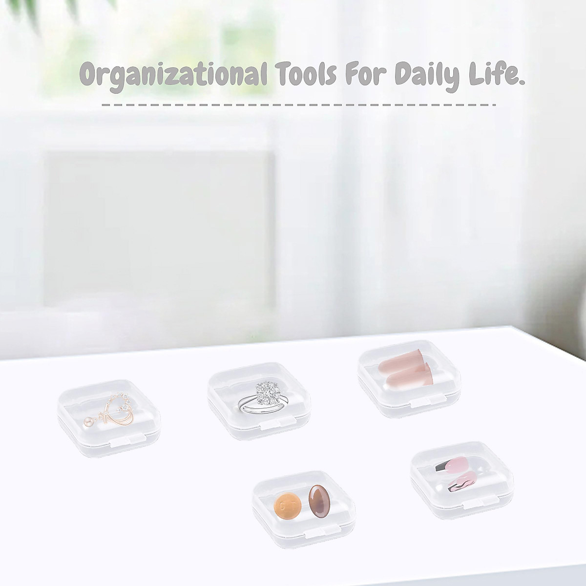 BAMXSXBO 40pcs Mini Plastic Jewelry Box Storage,Mini Earring Box Organizer,Tiny Plastic Container for Earrings Chains