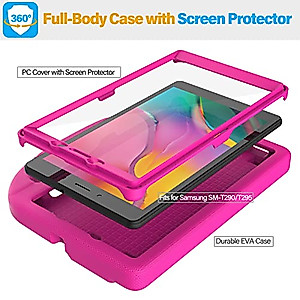SUPLIK Kids Case for Samsung Galaxy Tab A 8.0 inch 2019 ONLY(SM-T290/T295), Galaxy Tab A 8.0 2019 Case with Screen Protector, Durable Shockproof Handle Stand Protective Cover, Pink