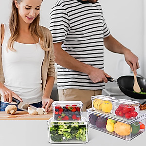 Midyb Fridge Organizer, 9 Pack Refrigerator Organizer Bins with Lids, BPA Free Stackable Fridge Organizers and Storage for Kitchen, Countertops, Fridge Containers for Vegetables, Fruits, Drinks