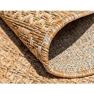 Unique Loom Outdoor Modern Collection Area Rug - Links (8' x 11' 4" Rectangle, Light Brown/ Brown)