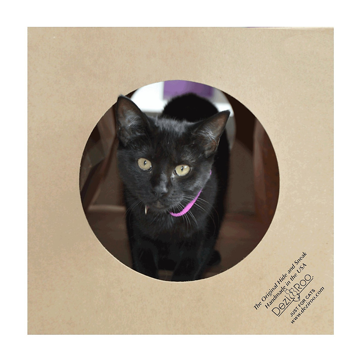 Dezi & Roo Hide and Sneak Collapsible Paper Tunnel - Made in USA - Designed by a Feline Vet - Interactive Cat Toy - Cat Enrichment Toy - Hideaway