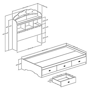 South Shore Tiara Wood Twin Bookcase Storage Bed in Pure White