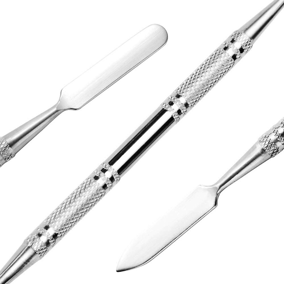 AYWFEY 2 Sets 2 in 1 Set Makeup Mixing Palette, Stainless Steel Cosmetic Foundation Makeup Palette with Spatula, Makeup Artist Makeup Enthusiast Tools for Blending Cosmetic Eye Shadow Lipstick, Silver