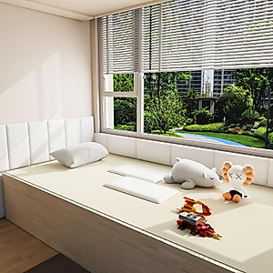 Umedol 3D Anti-Collision Wall Padding for Kids, White Peel and Stick headboard Pack of 4 Panels Sized 7.8" x 15.7", Self-Adhesive headboard Panels for Wall, Bedroom/Living Room Upholstered Wall Panel