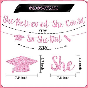 Graduation Glitter Banner, Pink Graduation Party Decorations, She Believed She Could Decorations, Glitter Graduation Sign, Congrats Grad Glitter Supplies, Congratulation Graduation Decorations