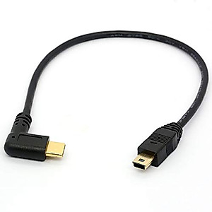 GLHONG Angle USB Type C to Micro USB Cable, 90 Degree USB-C Male to Micro-B Male Adapter Converter for MacBook Pro, Laptop, Android Devices(Only for Charging)(TypeC to Mini) (USB C/Type C Side)