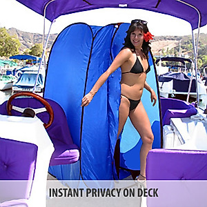 Pop-Up Room in a Bag Instant Portable Changing, Shower and Bathroom with Dura-light Steel Frame and Weather-Resistant material for for Pontoon / Deck / Fishing / Sail Boat. Included Tie-Down Kit.