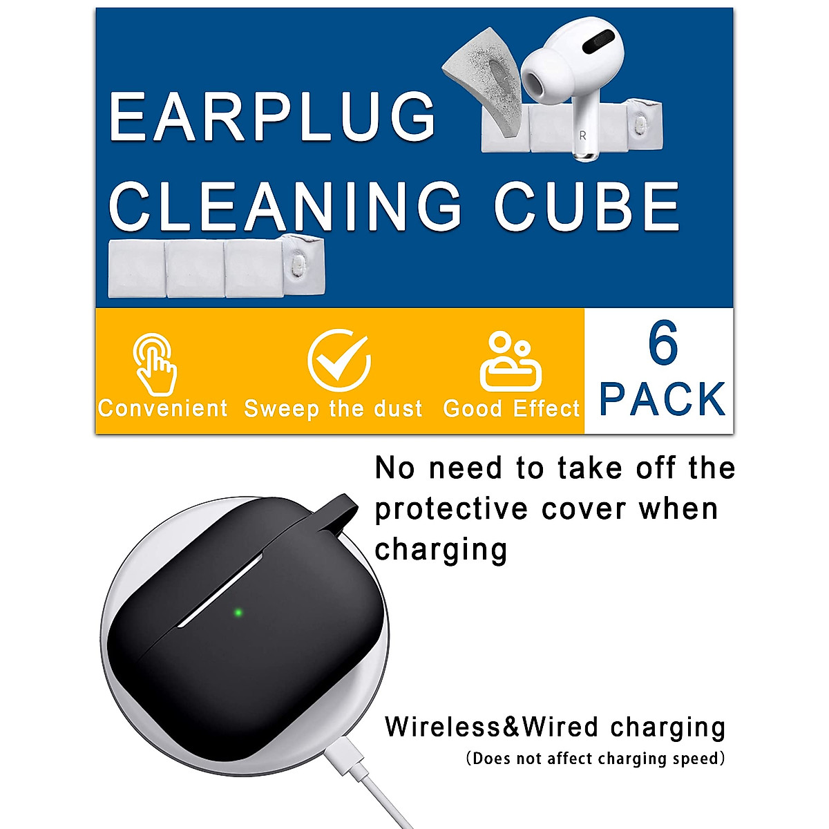 13in1 Cover for AirPods Pro Case 2 Accessories Set 2022 New Released, Dust Guard Protective Silicone Cover for AirPod Pro 2rd Generation Charging Case w/Ear Hook/Carry Box/Keychain Black