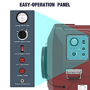 Abestorm 2000 CFM Air Scrubber Commercial with 4 Stage Filtration Negative Air Machine HEPA Air Scrubbers UV-C Light Air Cleaner for Commercial, Industrial, Damage Restoration, and Large Spaces