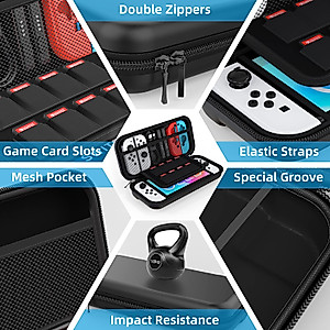 HEYSTOP Case for Nintendo Switch OLED Model, Protection for Switch OLED Switch Case OLED Kit Accessories Cover for Nintendo Switch OLED with Tempered Glass Screen and Thumb Covers Grips