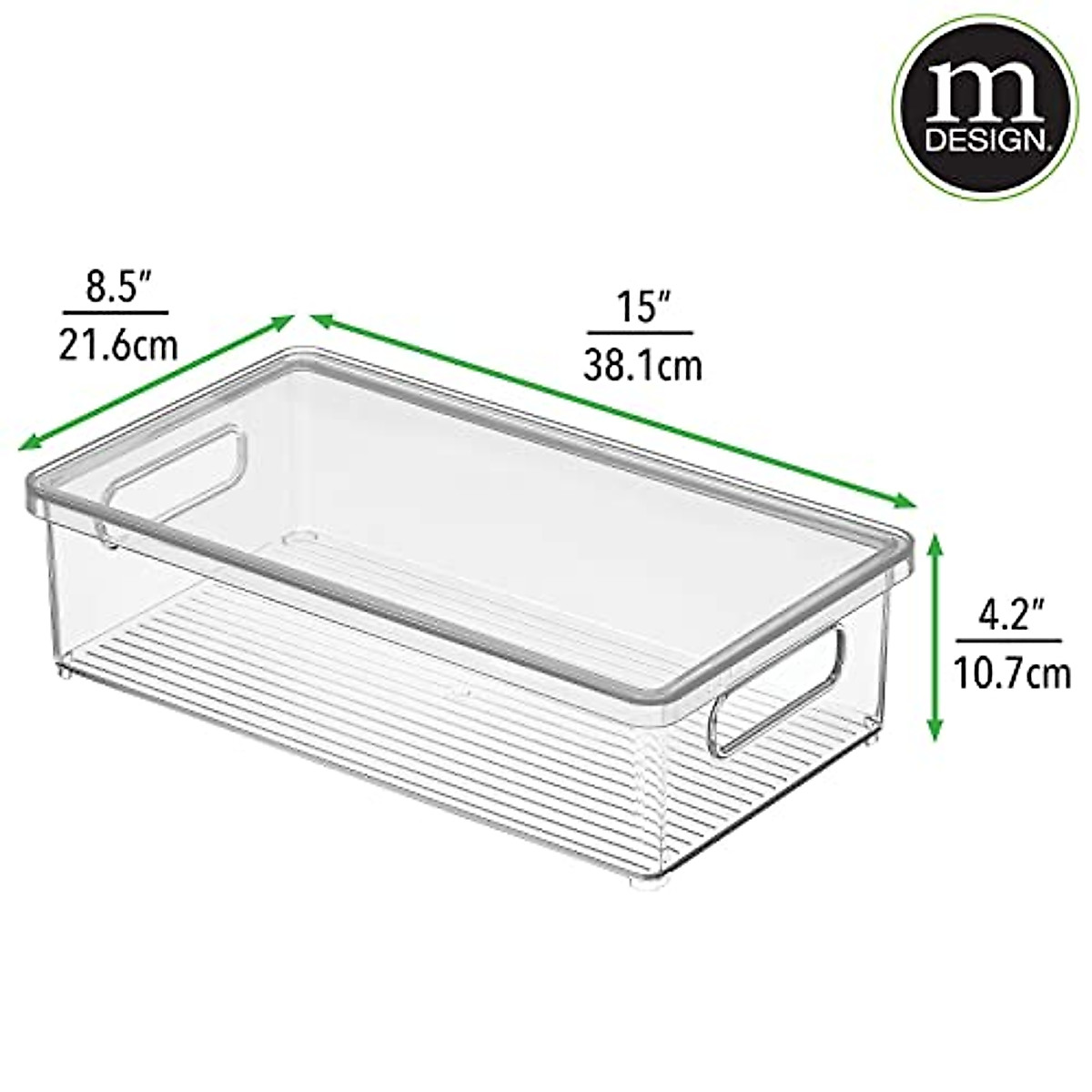 mDesign Plastic Stackable Bathroom Cabinet Storage Bin with Handles/Lid - Bin for Vanity, Countertop, Drawer Organization - Hold Soap, Towels, Accessories, Ligne Collection, 8 Pack, Clear