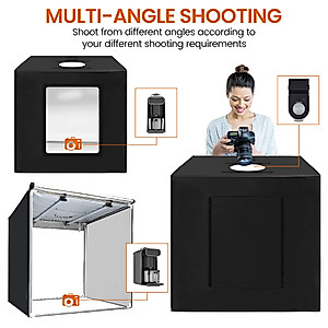 HitTopss Photo Studio Light Box Photography 32"x32"x32" Portable Large Studio LightBox Shooting Tent Kit with 6 Backdrops, Photography Lighting Kit LED Lights Adjustable Brightness 13000LM, CRI 95+