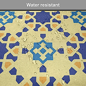 Ambesonne Ethnic Chair Seating Cushion Set of 8, Moroccan Ceramic Motif with Persian Folk Effects Antique Design, Anti-Slip Seat Padding for Kitchen & Patio, 16"x16", Violet Blue Yellow