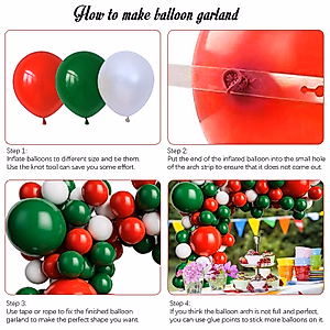 Red Green and White Balloon Garland for Birthday Baby Shower Wedding Graduation Christmas Party Decoration