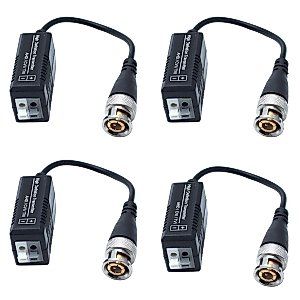 Sscon 4pcs High Definition Passive Video Transmitter for Camera System Male BNC to UTP CAT 5/5e/6 Cable