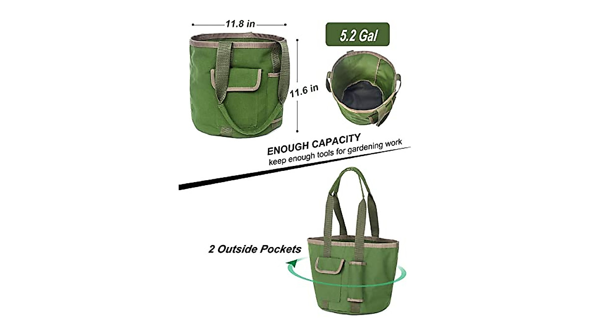 GERYMU Garden Tool Bucket Bag - Sturdy 5-Gallon Organizer