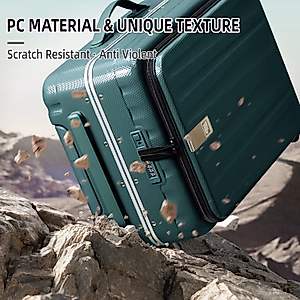 Hanke 26 Inch Large checked Luggage PC Hard Shell luggage Top Opening Aluminum Frame Tsa Luggage Suitcases with Wheels for Travel Woman Men.(Bamboo Green)