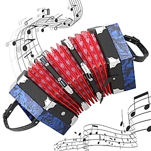 Accordian Instrument Concertina Instrument with an Adjustable Hand Strap with a Bag Professional Accordion Concertina, Accordion for Kids Beginners Adults Musical Instrument Supplies(Royal Blue)