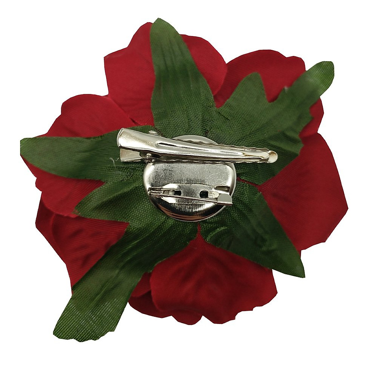 Sanrich 4pcs/pack Fabric Rose Hair Flowers Clips Mexican Hair Flowers Hairpin Brooch Headpieces (red)