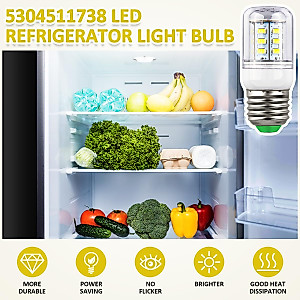 Sanyasi 5304511738 LED Light Bulb Refrigerator for Frigidaire Electrolux KEI D34L Fridge Light Bulb Replace PS12364857 AP6278388 Refrigerator Parts & Accessories (3.5W White Light)