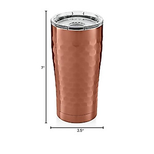 Seriously Ice Cold SIC 20 Oz. Double Wall Vacuum Insulated 18/8 Stainless Steel Travel Tumbler Mug | Powder Coated with Splash Proof BPA Free Lid | Coffee, Tea, Wine, and Cocktails (Hammered Copper)