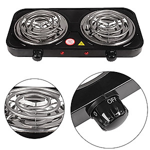 Timoau Electric Countertop Burner, Double Burner, 2000W Induction Cooktop, Portable Electric Hot Plate, 5 Level Adjustable Temperature Control Cooking Ranges for Home Dorm Camping Cooking
