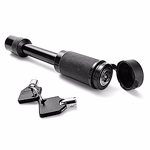 MICTUNING Heavy Duty 5/8 inch Trailer Hitch Lock - Upgraded Plum Blossom Lock Core Hitch Pin with 2 Keys and Rubber Cap for Class III IV 2 and 2-1/2 inch Hitch Receiver