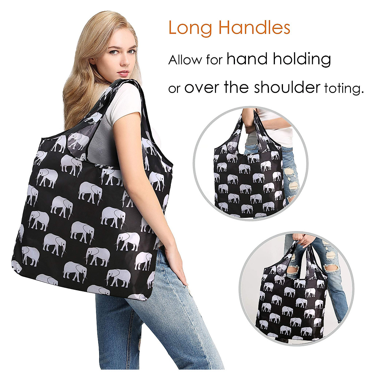 BeeGreen Hedgehog Gifts for Hedgehog Lovers Women, Cute Animal Reusable Grocery Shopping Bags Foldable Ripstop Machine Washable 2 Pack Extra Large 50LBS Heavy Duty for Groceries