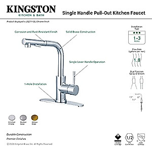 Kingston Brass LS2711DL Concord Pull-Out Sprayer Kitchen Faucet, Polished Chrome, 12.69 x 9.81 x 7.94