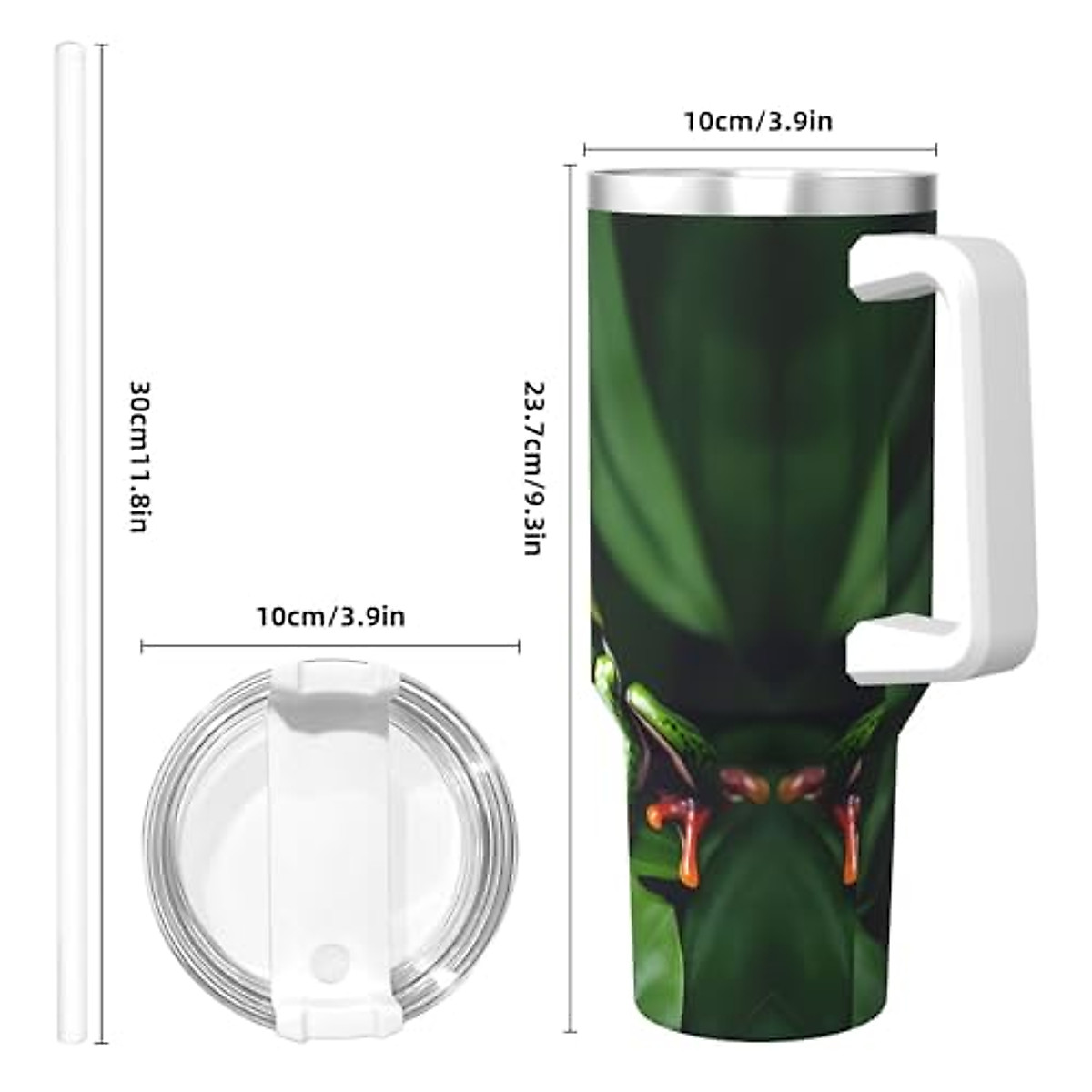 HULIBIN Animal Frog Green Leaf Leaves Print Double Deck Stainless Steel Travel Coffee Cup With Lid 40 Oz Ice Bully Cup