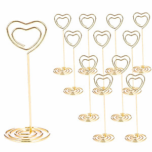 12pcs Table Number Holders,3.35 inch Place Card Holders,Table Number Stands,Table Card Holder, Photo Picture Holders for Centerpieces, Wedding, Party, Birthday (Gold-Heart Shaped)