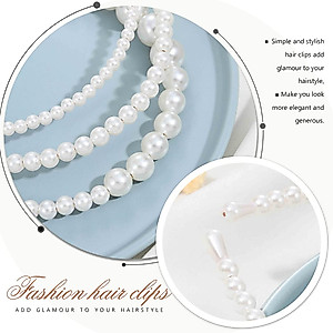 BARTOSI Pearls Headbands Women White Vintage Large Pearl Tiara Crown Hairbands Bride Wedding Hair Hoop Hair Accessories for Girls (3 Pcs)