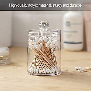 Transparent Round Cotton Bud Case Acrylic Cotton Swab Holder Storage Container Organizer for Cotton Swabs or Cotton Buds