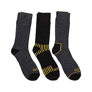 DEWALT 3 Pair Everyday Cotton Blend Work Crew Sock (Black),10-13