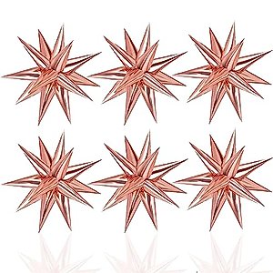 75 Pieces 26" Rose Gold Balloons Star Foil Balloons Mylar Balloons for Baby Shower, 12 Point Large Starburst Balloons for Gender Reveal, Wedding, Magical Prom or Engagement Party Decors Kids Surprise