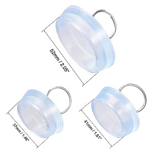 uxcell Drain Stopper, 3 Sizes Rubber Sink Stopper Plug 37mm/41mm/52mm with Hanging Ring Clear Blue for Bathtub Kitchen and Bathroom 1Set (3 Pieces)