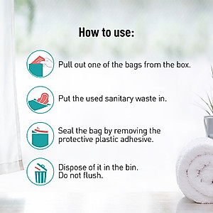 Sirona Sanitary Disposal Bags - 45 | Leakproof, Odor-Concealing Disposal for Tampons, Pads, Liners & More | Hygienic & Travel-Friendly (45 Pack)