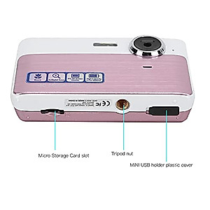 Zyyini Digital Camera, Mini FHD 1080P 40MP Vlogging Camera with 16X Digital Zoom, TFT 2.4 inch Screen, Fixed Focusing Lens 4P, USB Rechargeable Camera for Students/Teens/Kids(Pink)