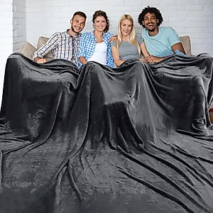 HOMFINE Oversized King Fleece Blanket 120x120 Inches - Ultra Soft Cozy Warm Giant Huge 10'x10' Blanket for Bed, Sofa, Couch, Travel, Camping, Extra Large 350 GSM Flannel Big Throw Blanket, Dark Grey
