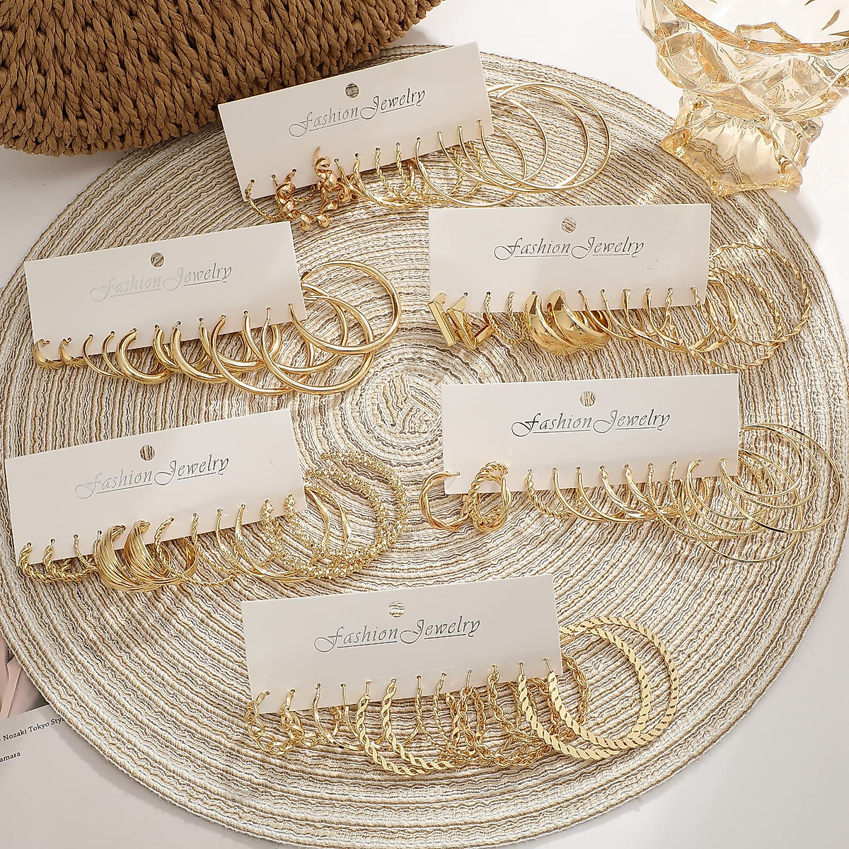 36 Pairs Gold Hoop Earrings for Women,Fashion Big and Small Gold Earrings Set,Multipack Hypoallergenic Chunky Gold Hoops for Birthday Party Jewelry Gift (gold)